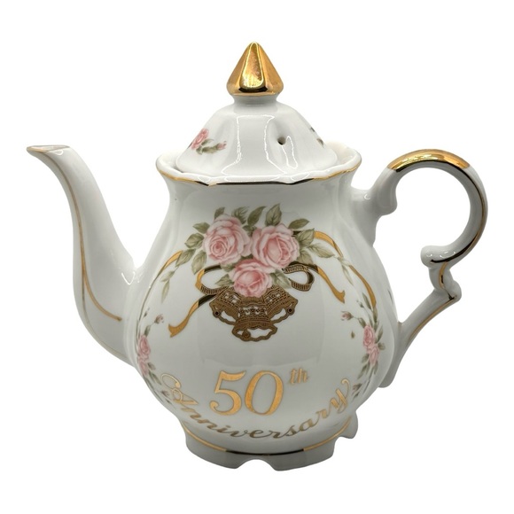 Lefton | Dining | Vintage 988 Gold Etched Lefton 5th Anniversary Teapot ...